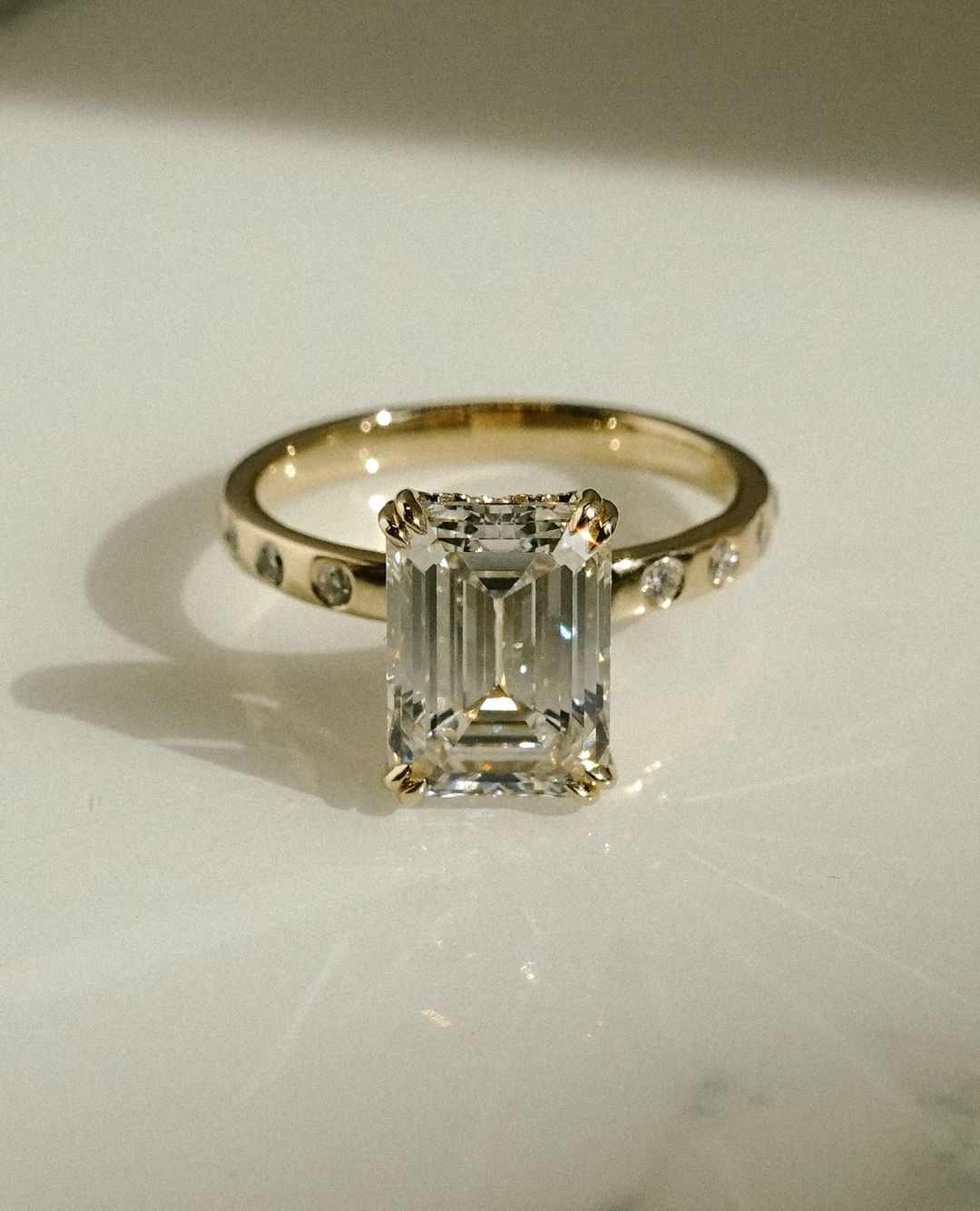 3.60 Ct Emerald Cut Moissanite Engagement Ring